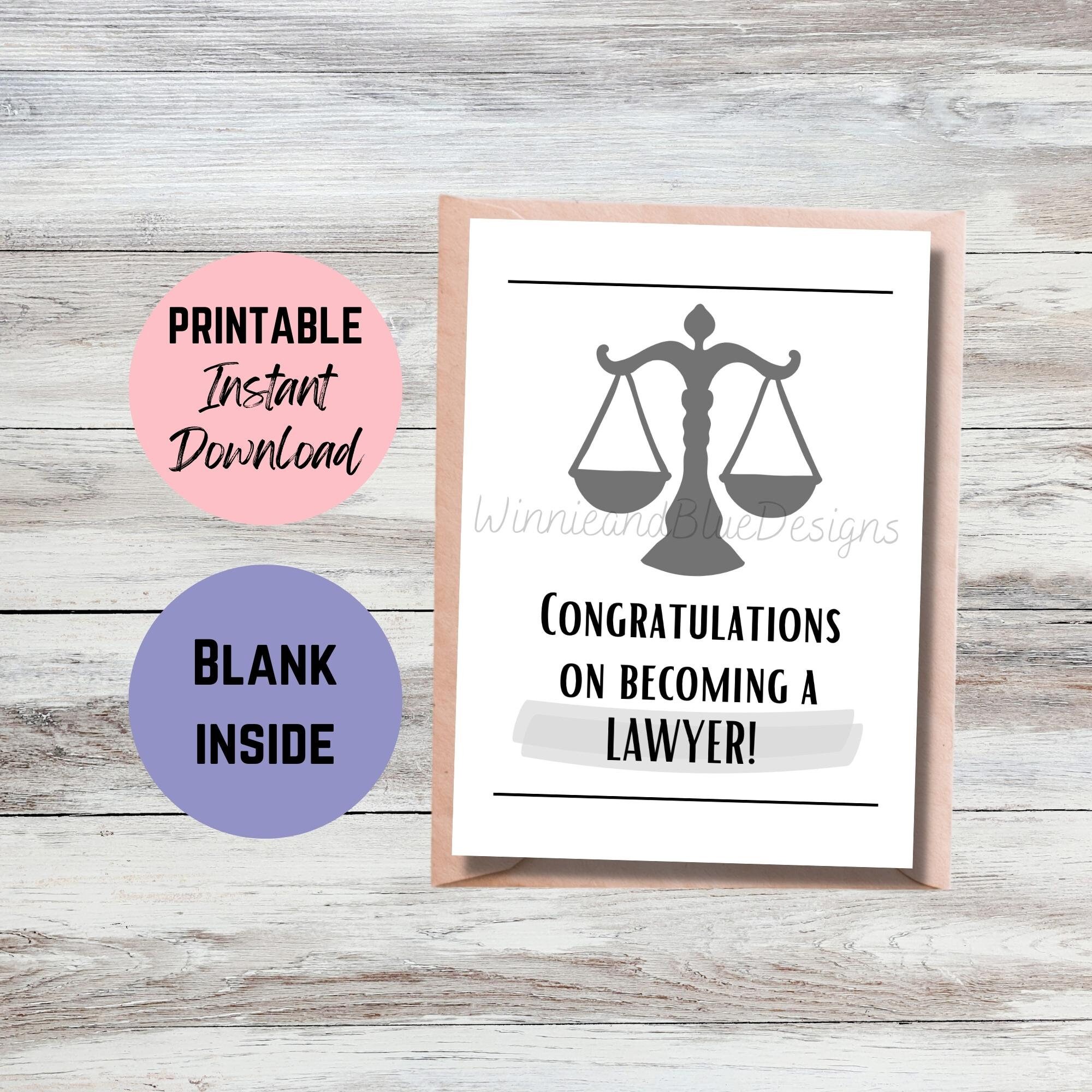 Printable Lawyer Graduation Card, Congratulations Law Degree, Lawyer ...