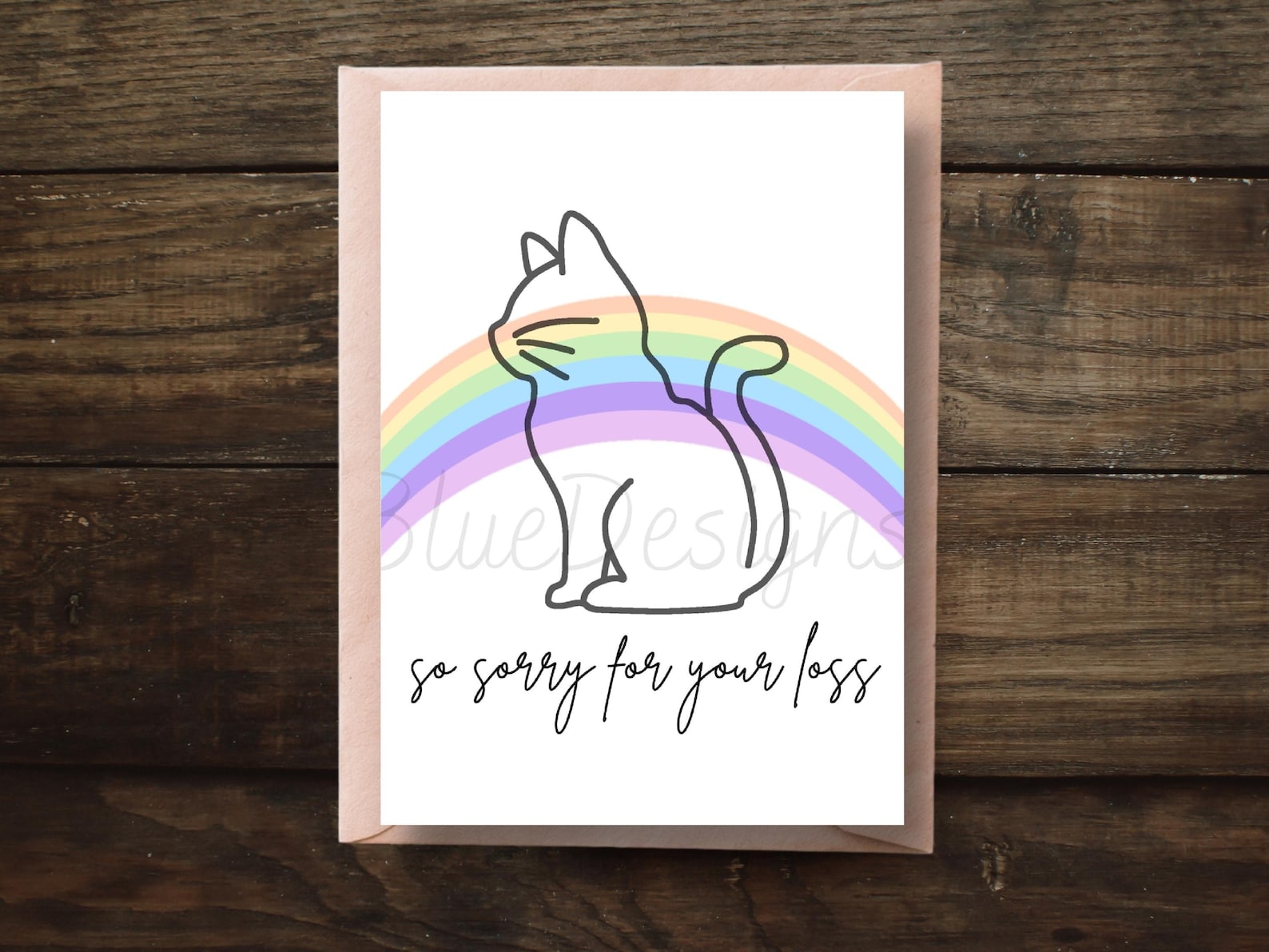 Cat Sympathy Card Printable, Rainbow Bridge Cat Sympathy Card, Cat ...