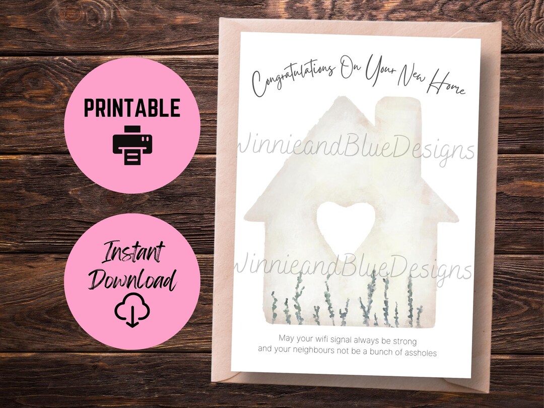 Funny Housewarming Card. Printable House Warming Card. Congrats on New ...