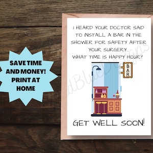 Funny Printable Get Well Soon After Surgery Card Recovery - Etsy