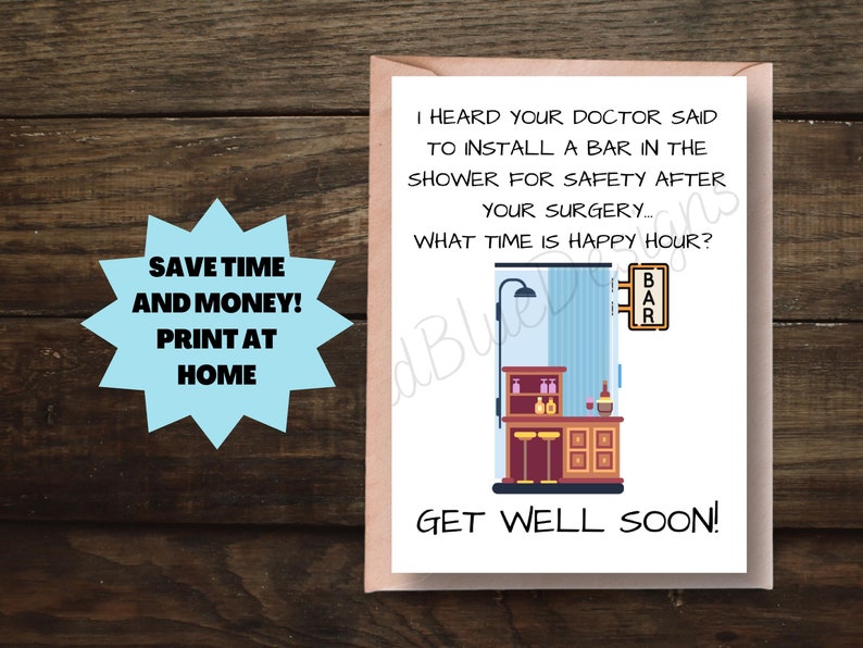 Funny Printable Get Well Soon After Surgery Card Recovery - Etsy