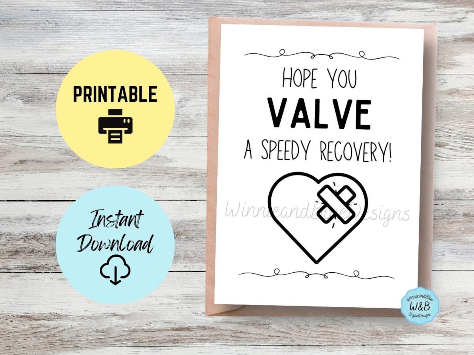 Printable Heart Surgery Card Recovery Get Well Soon Card Hospital Gift ...