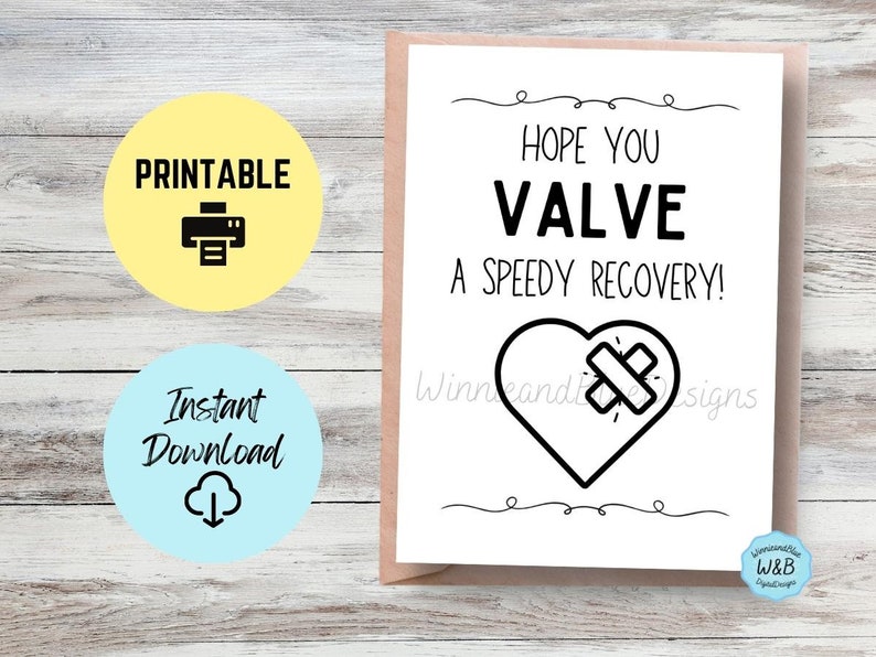 Printable Heart Surgery Card Recovery Get Well Soon Card Hospital Gift ...