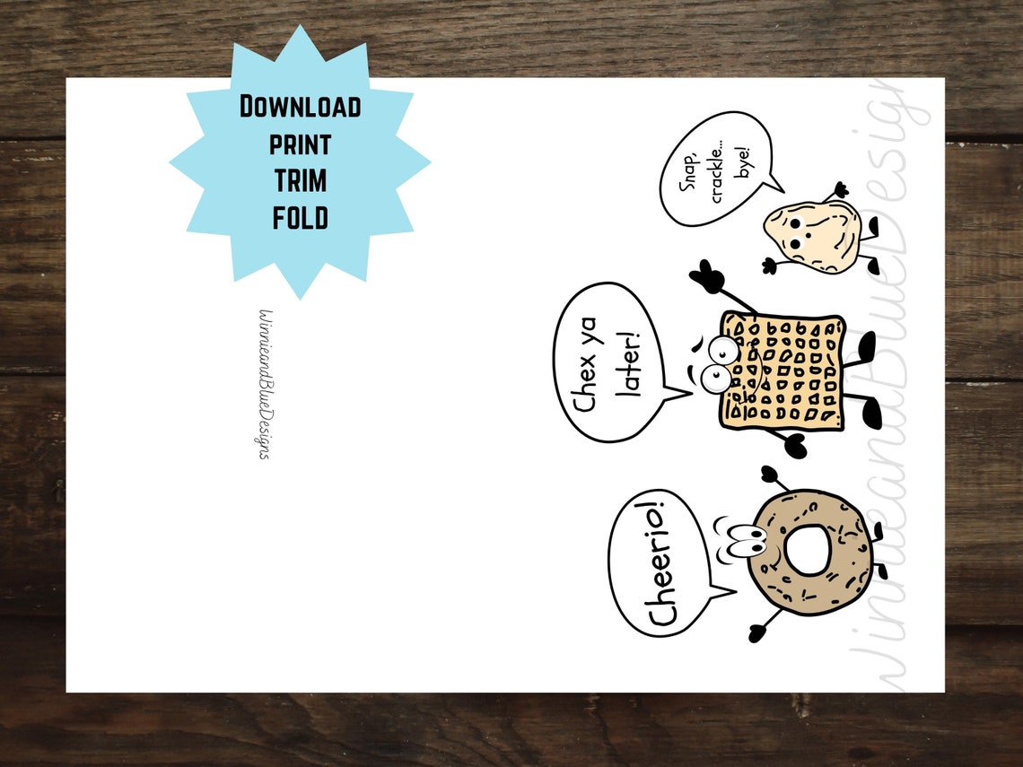 Printable Funny Goodbye Card Cheerio, Funny Retirement Card, Funny ...