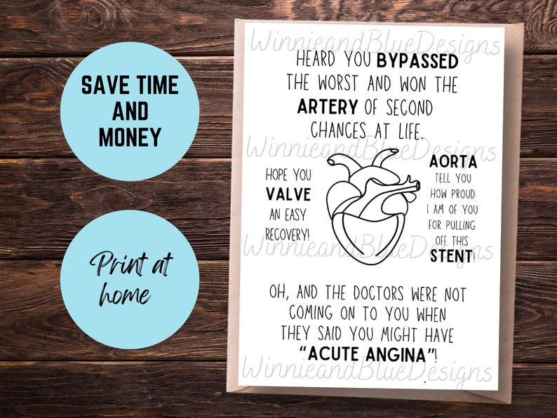 Funny Heart Surgery Get Well Card: Pun Recovery Gift (printable PDF) - Etsy