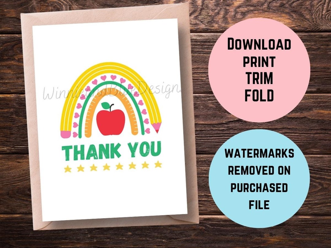 Printable Teacher Thank You Card, Funny Card for Teacher Appreciation ...
