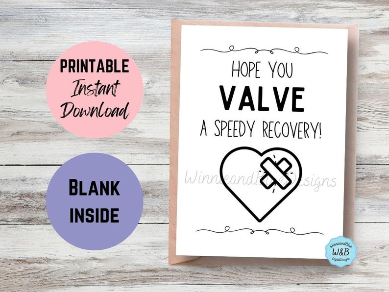 Printable Heart Surgery Card Recovery Get Well Soon Card Hospital Gift ...
