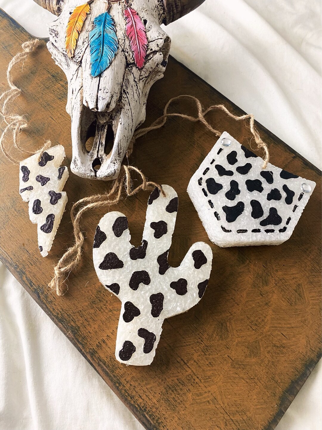 Cow Print Freshies Lightning Bolt, Cactus, Pocket - Etsy