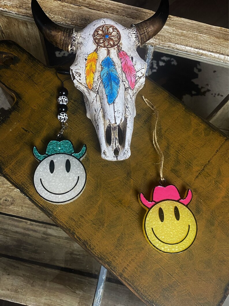 Cowboy/cowgirl Hat Smiley Face Car Freshie - Etsy