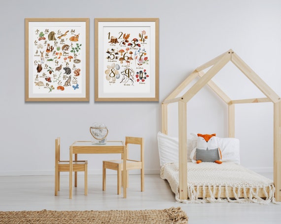 Woodland Alphabet and Numbers Posters // Educational Posters - Etsy ...