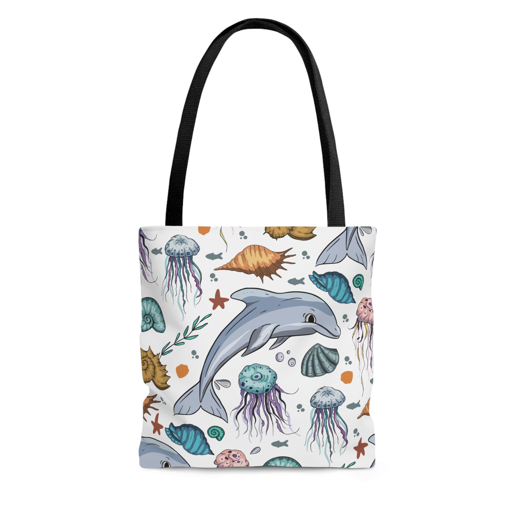 Blue Grey Dolfin Seashells Jelly Fish Starfish Tote Bag - Etsy