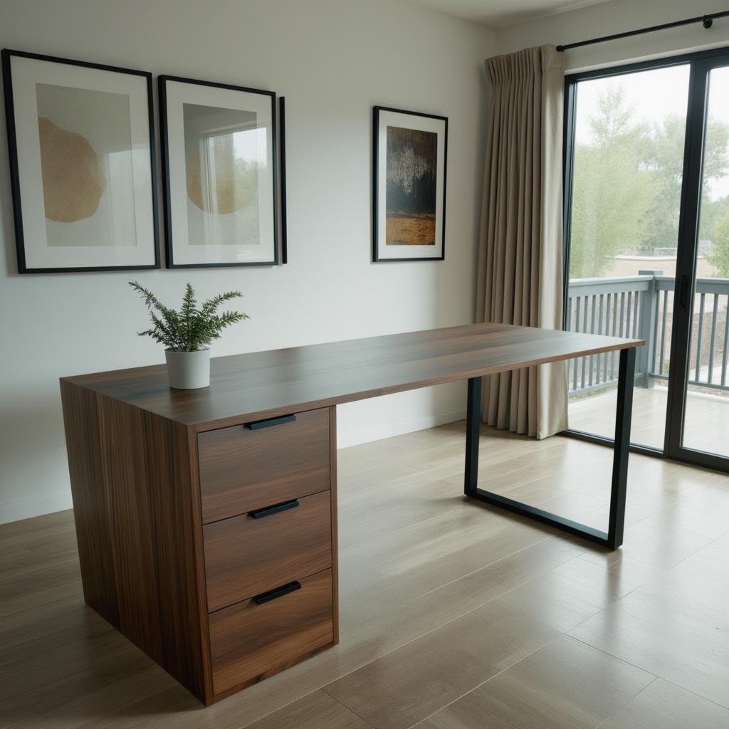 Desk | Solid Wood Desk With Drawers | the Reilly Desk | Waterfall Edge ...