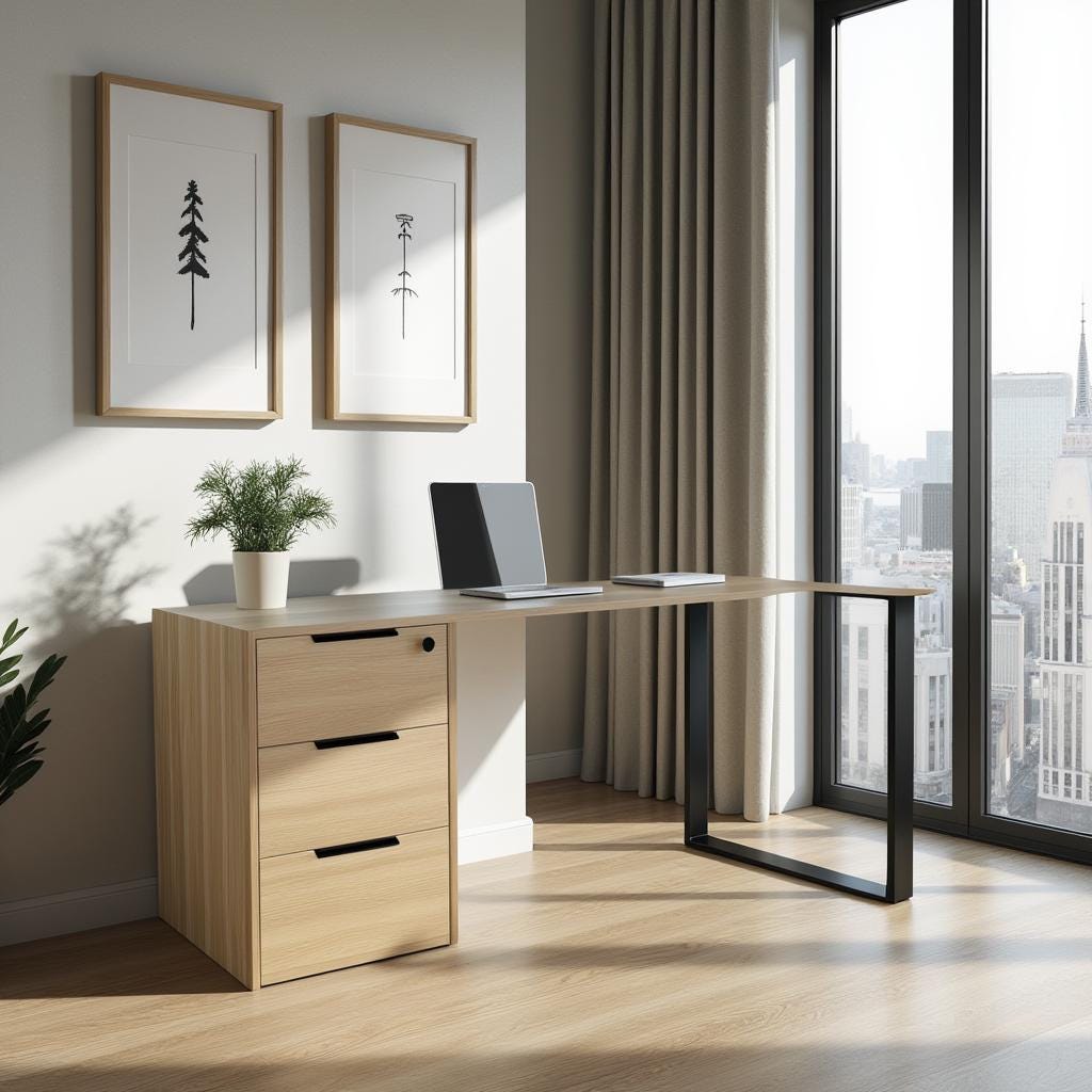Solid Wood Waterfall Desk: White Oak or Walnut, With Drawers - Etsy