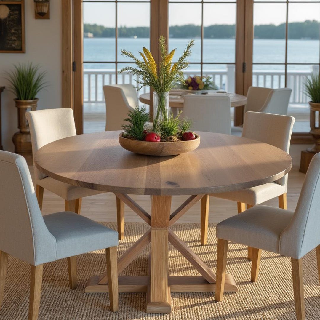Solid Wood Round Dining Table: White Oak or Walnut Pedestal - Etsy