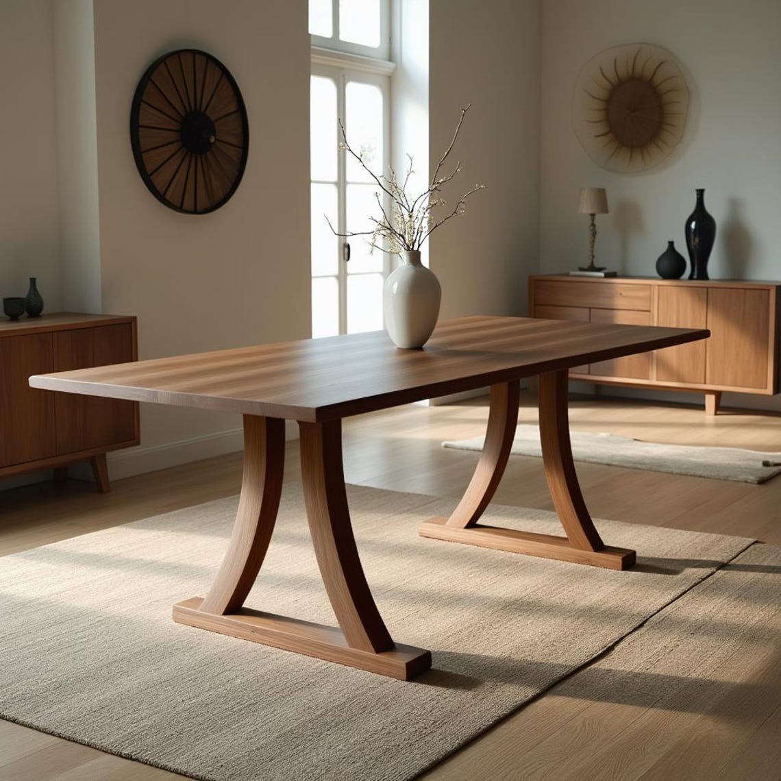 Solid White Oak Dining Room Table: Modern Vivian Design - Etsy