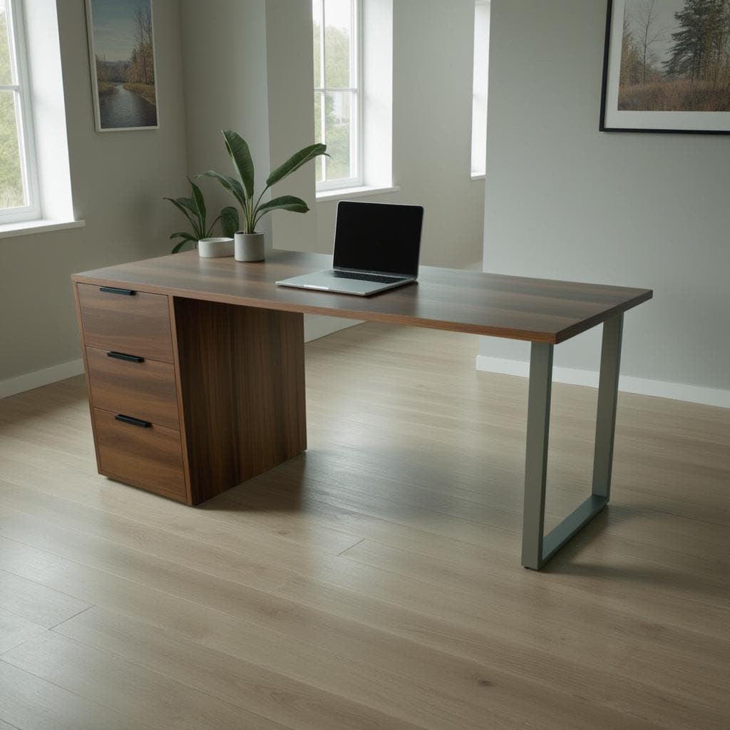 Desk | Solid Wood Desk With Drawers | the Reilly Desk | Waterfall Edge ...