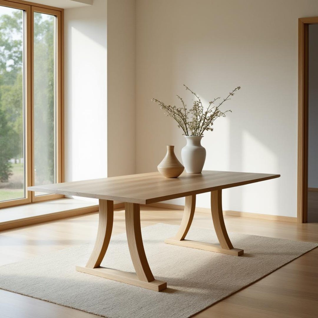 Solid White Oak Dining Room Table: Modern Vivian Design - Etsy