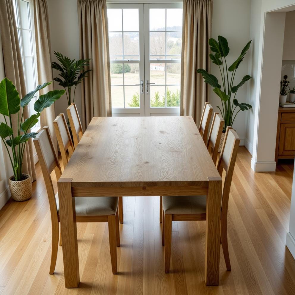 Handmade White Oak Dining Table | Modern Farmhouse Rustic Furniture - Etsy