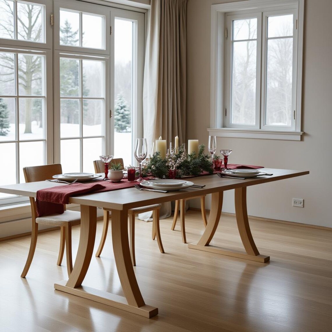 Solid White Oak Dining Room Table: Modern Vivian Design - Etsy