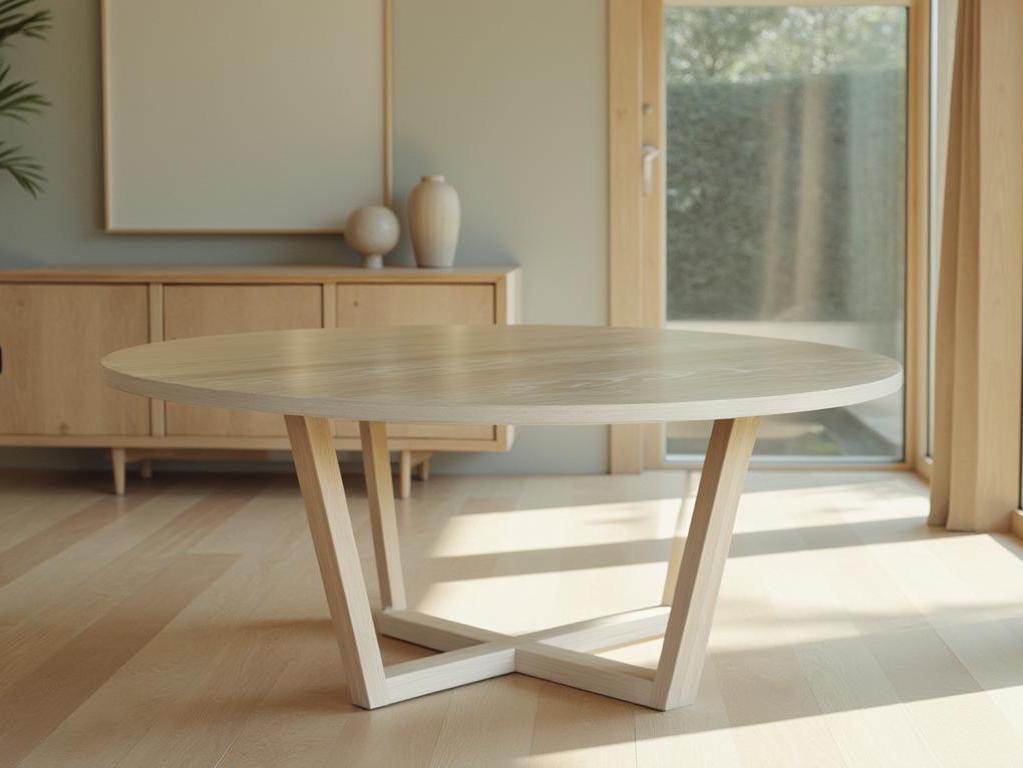 Handmade Solid Wood Round Dining Table: Modern Farmhouse Oak Walnut ...