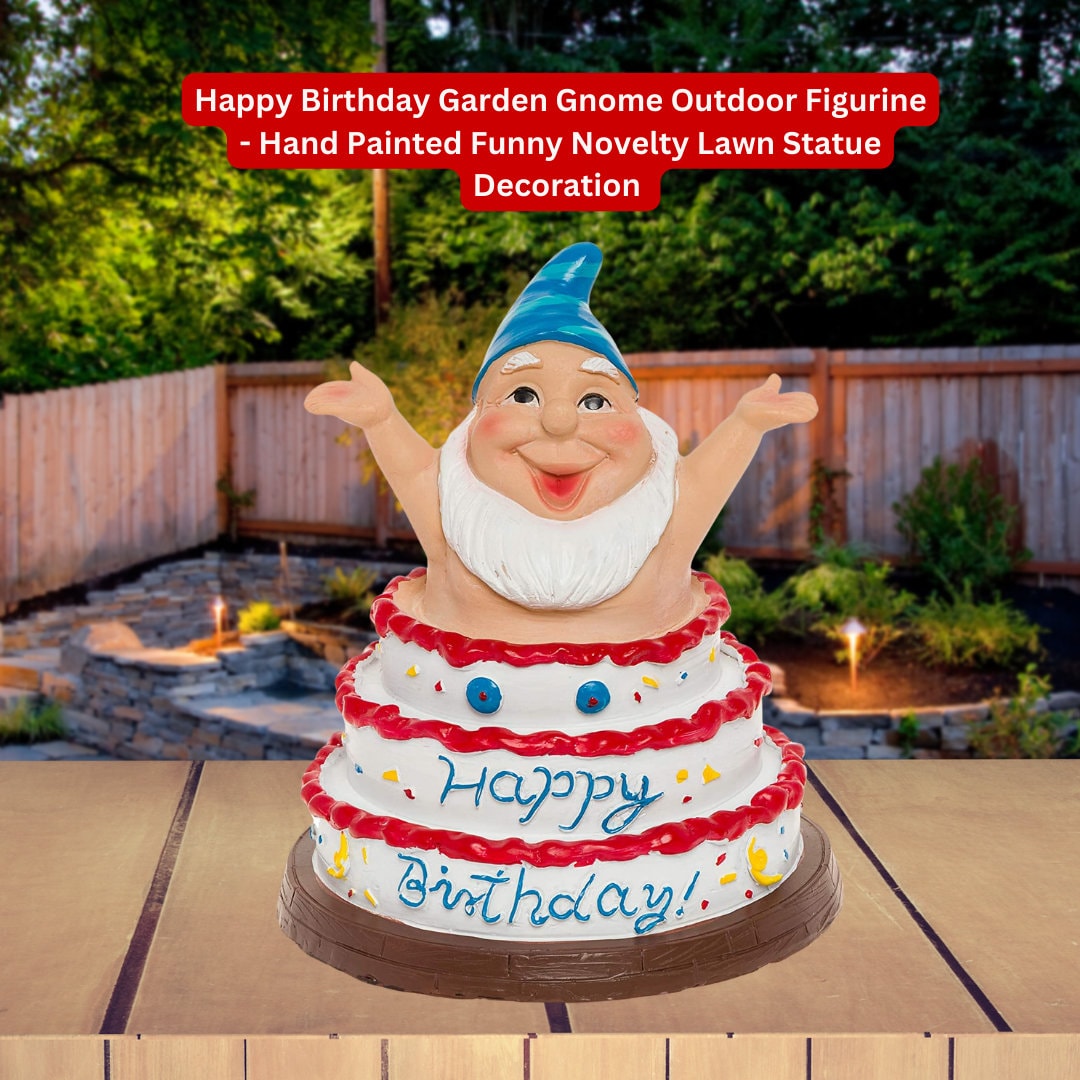 Handmade Happy Birthday Garden Gnome Outdoor Figurine garden - Etsy