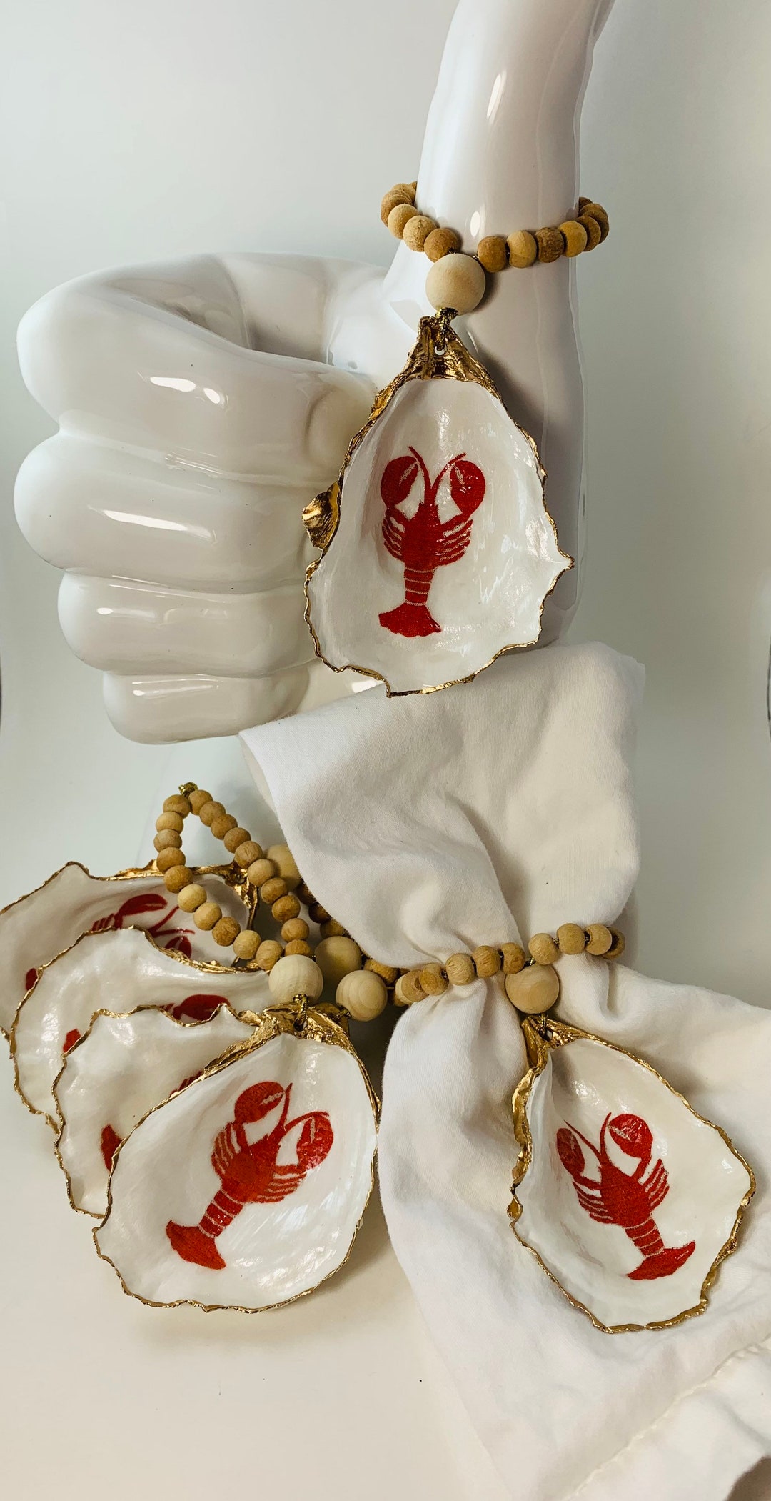 Maine Oyster Shell Lobster Napkin Rings Set of 6 - Etsy