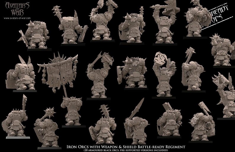 Iron Orcs Regiment With Weapon & Shields - Avatar of War - Fantasy ...