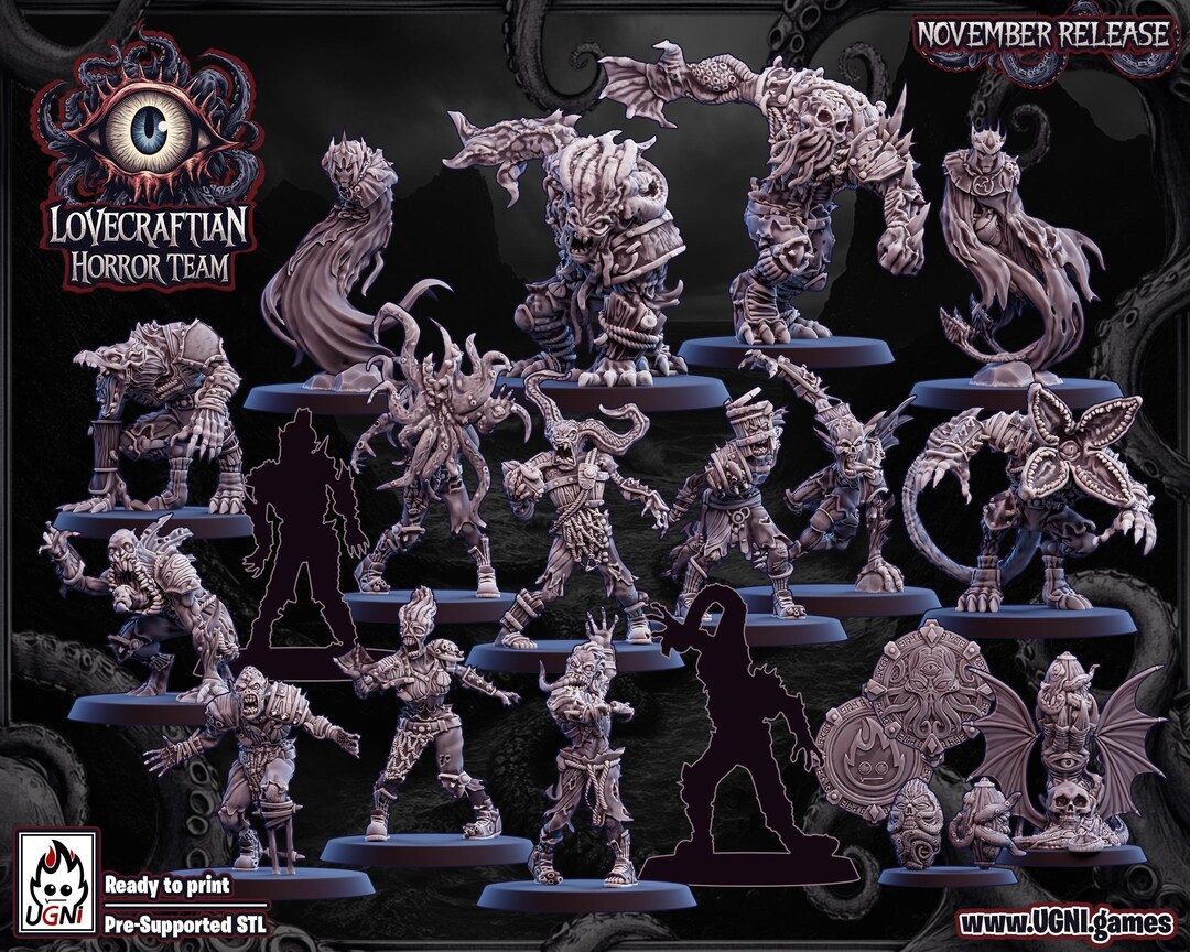 Lovecraftian Horror Team - UGNI Miniatures- Fantasy Football - Etsy