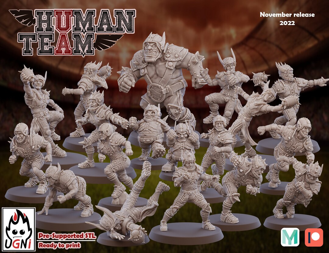 Human Team - UGNI Miniatures- Fantasy Football - Etsy
