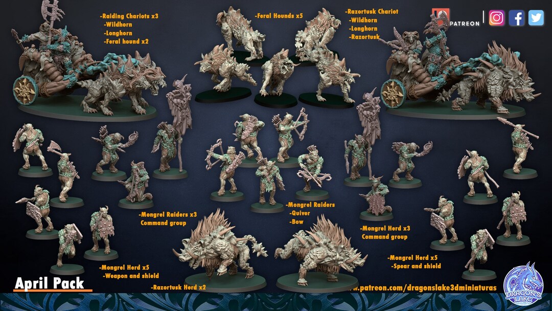 Beastmen April Pack 2023 Fantasy Dragonslake Table Top Game - Etsy