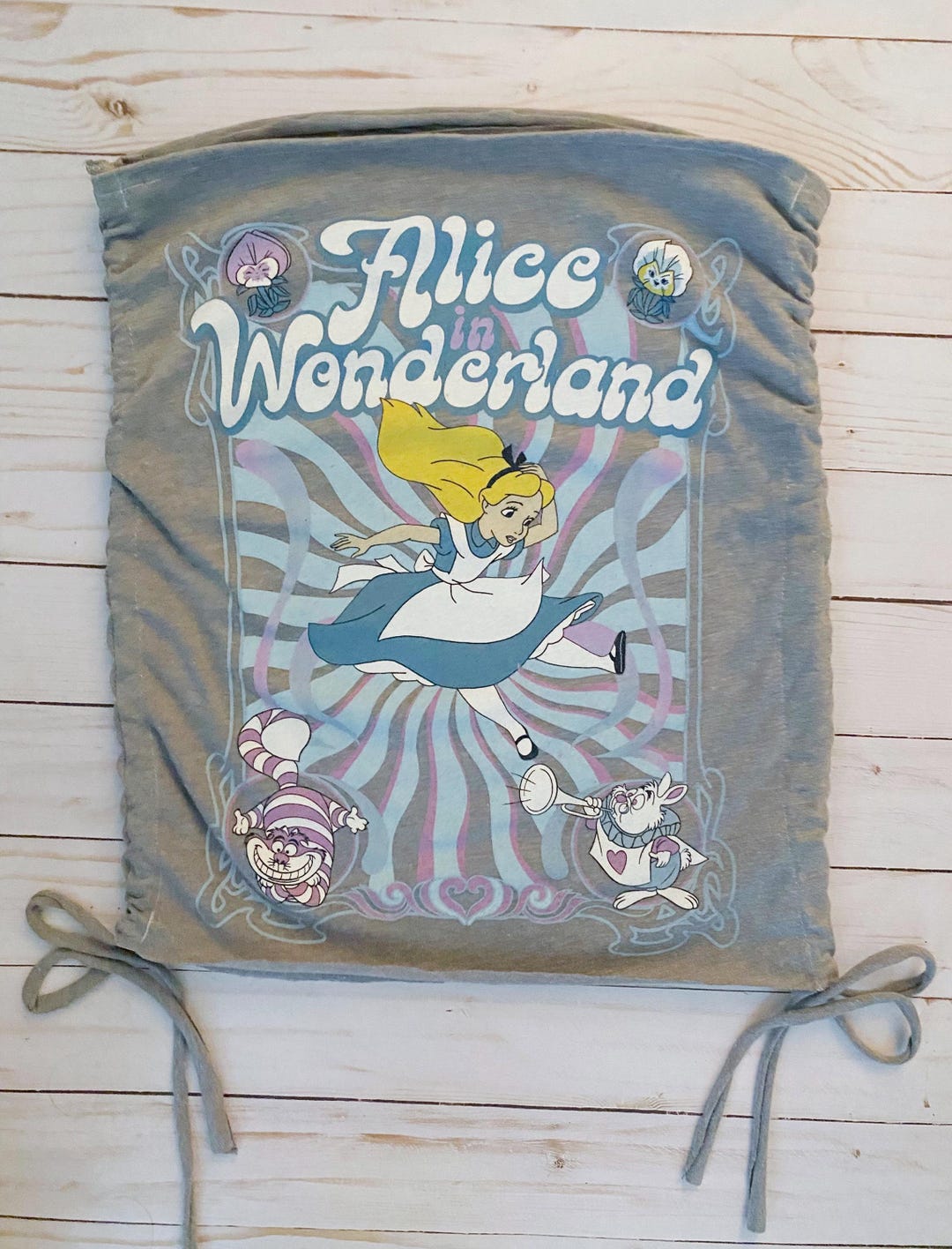 Alice in Wonderland Ruched Tube Top Drawstring Women’s Teen’s Shirt ...