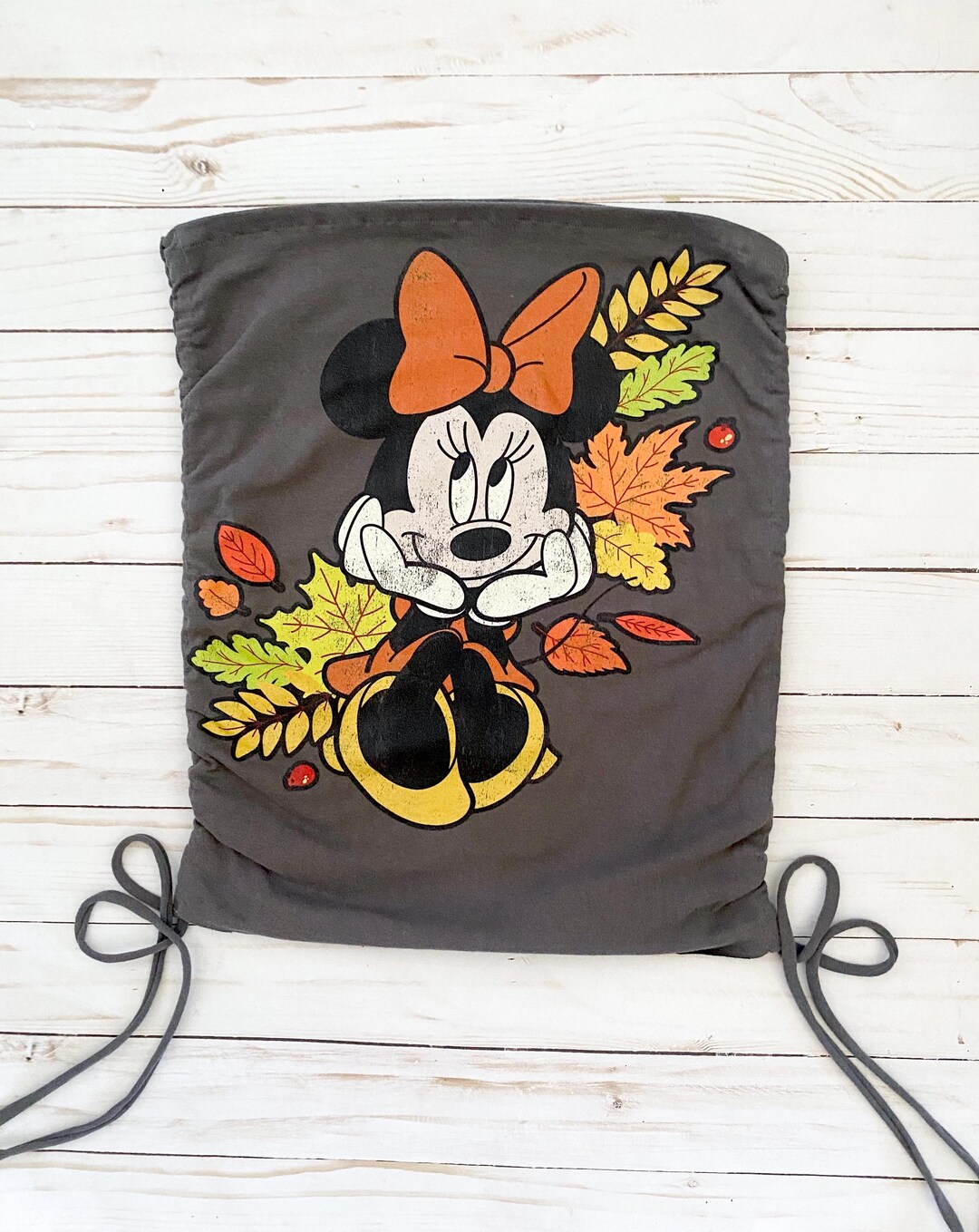 Minnie Mouse Fall Leaves Ruched Tube Top Drawstring Women’s Teen’s ...