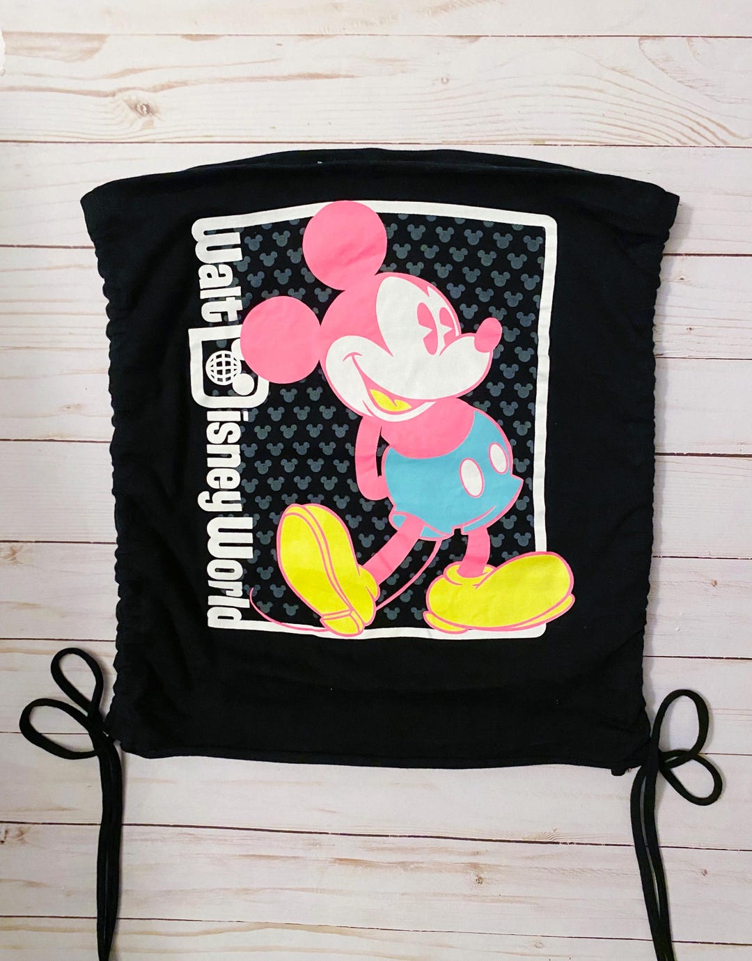 Mickey Ruched Tube Top Drawstring Women’s Teen’s Shirt Crop Top Neon ...
