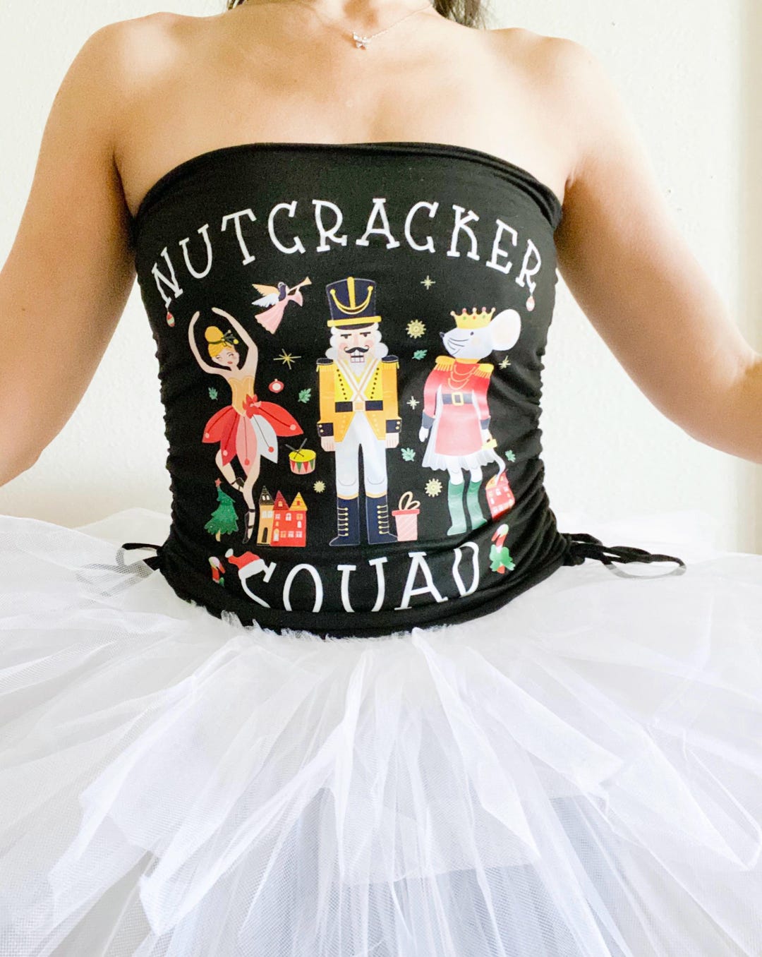 Nutcracker Ballet Merry Christmas Ruched Tube Top Drawstring Women’s ...