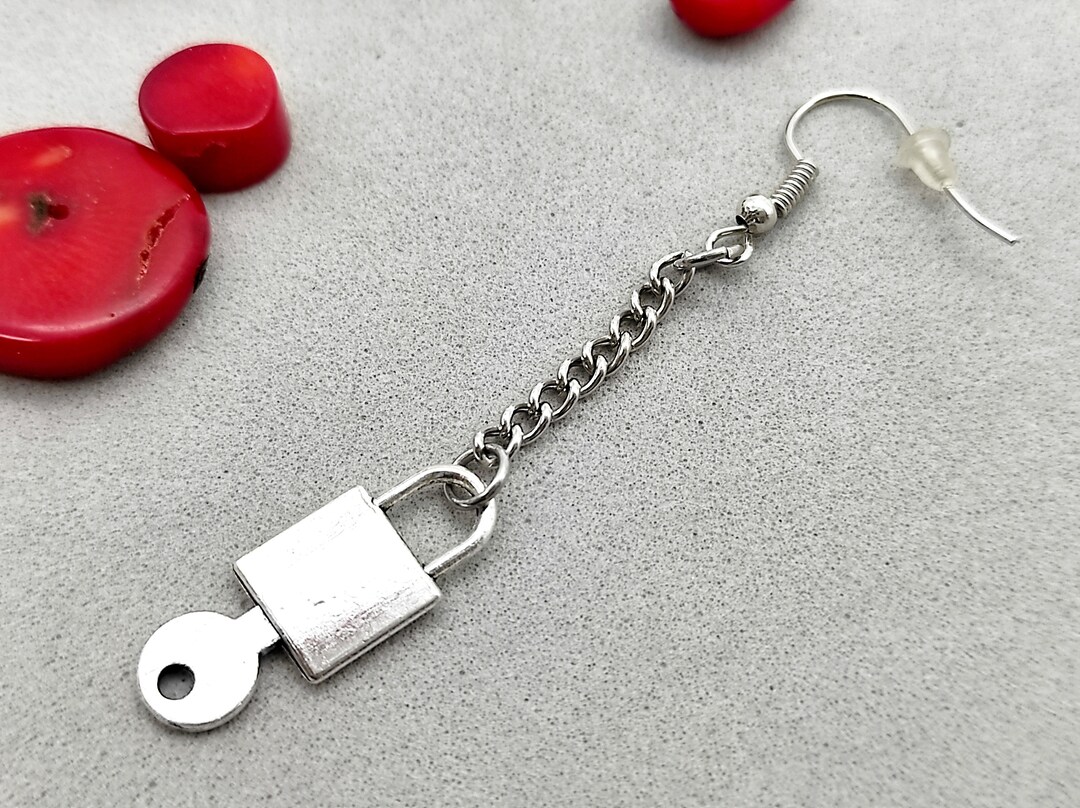 Lock and Key Chain Earring: Punk Gothic Jewelry (single) - Etsy