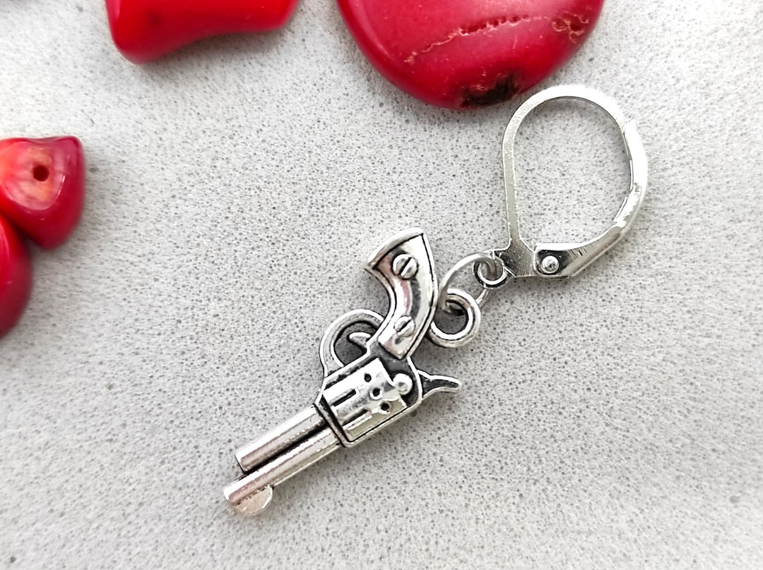 Gun Earring, Silver Pistol, Men Jewellery, for Men, Gift for Men, Gift ...