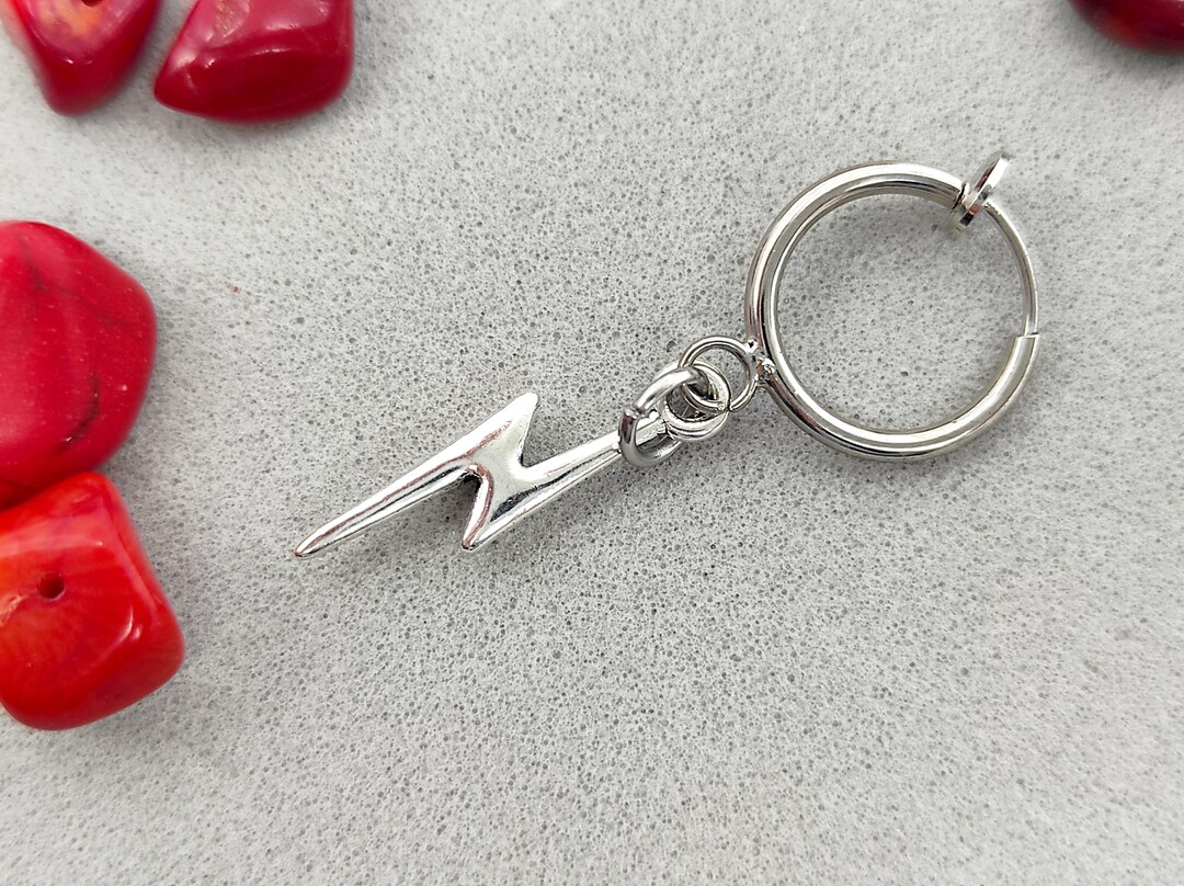 Silver Lightning Bolt Clip-on Earring: David Bowie Accessory (single ...
