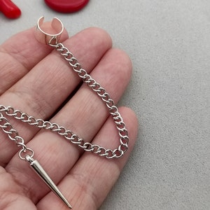 Spike Earring With Chain and Cuff Wrap, Silver Spike, Men Jewelry ...
