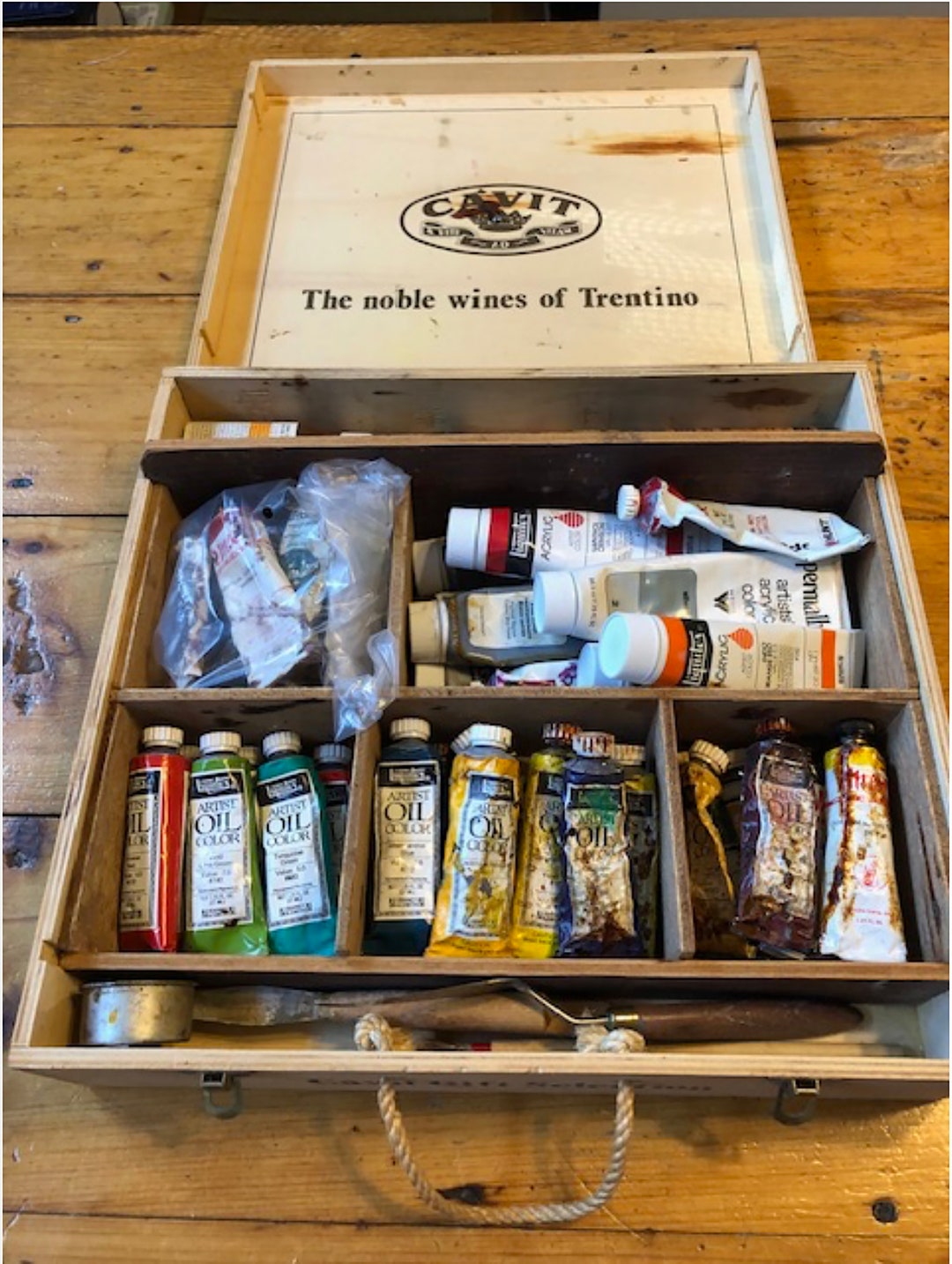 Wooden Box of Oil & Acrylic Paints - Etsy