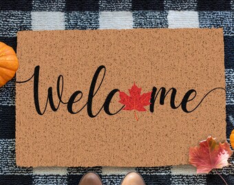 Fall Welcome Door Mat Autumn Themed Welcome Doormat Autumn - Etsy