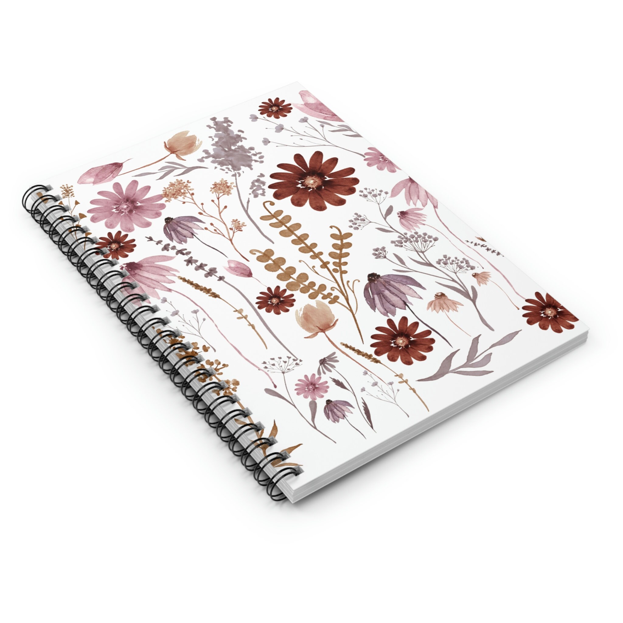 Pressed Flowers Spiral Notebook Wildflowers Notebook Birth Flower ...