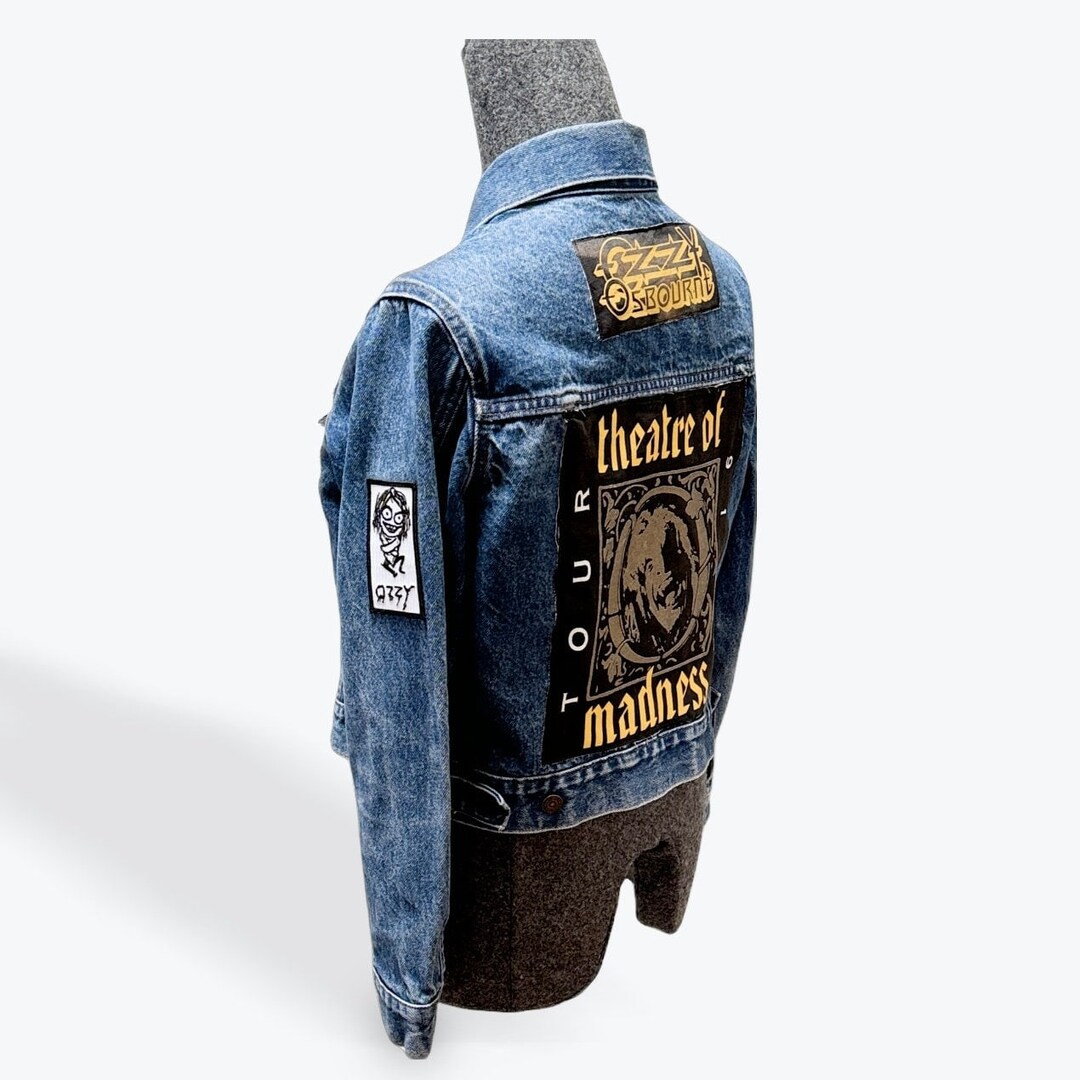 80's VINTAGE Ozzy Osbourne Denim Battle Jacket With Patches - Etsy