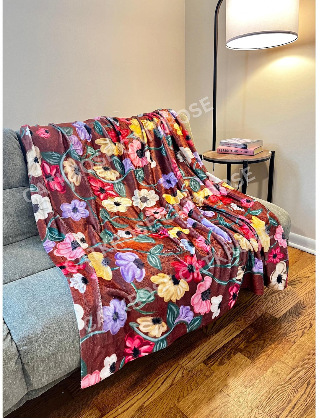 Piano Floral Lightweight Velveteen Plush Blanket - Etsy