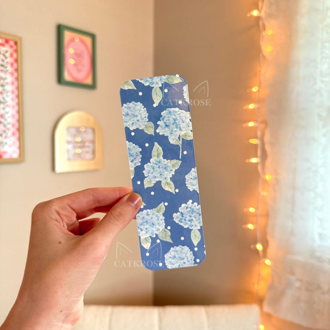 Blue Hydrangea Print Bookmark - Etsy