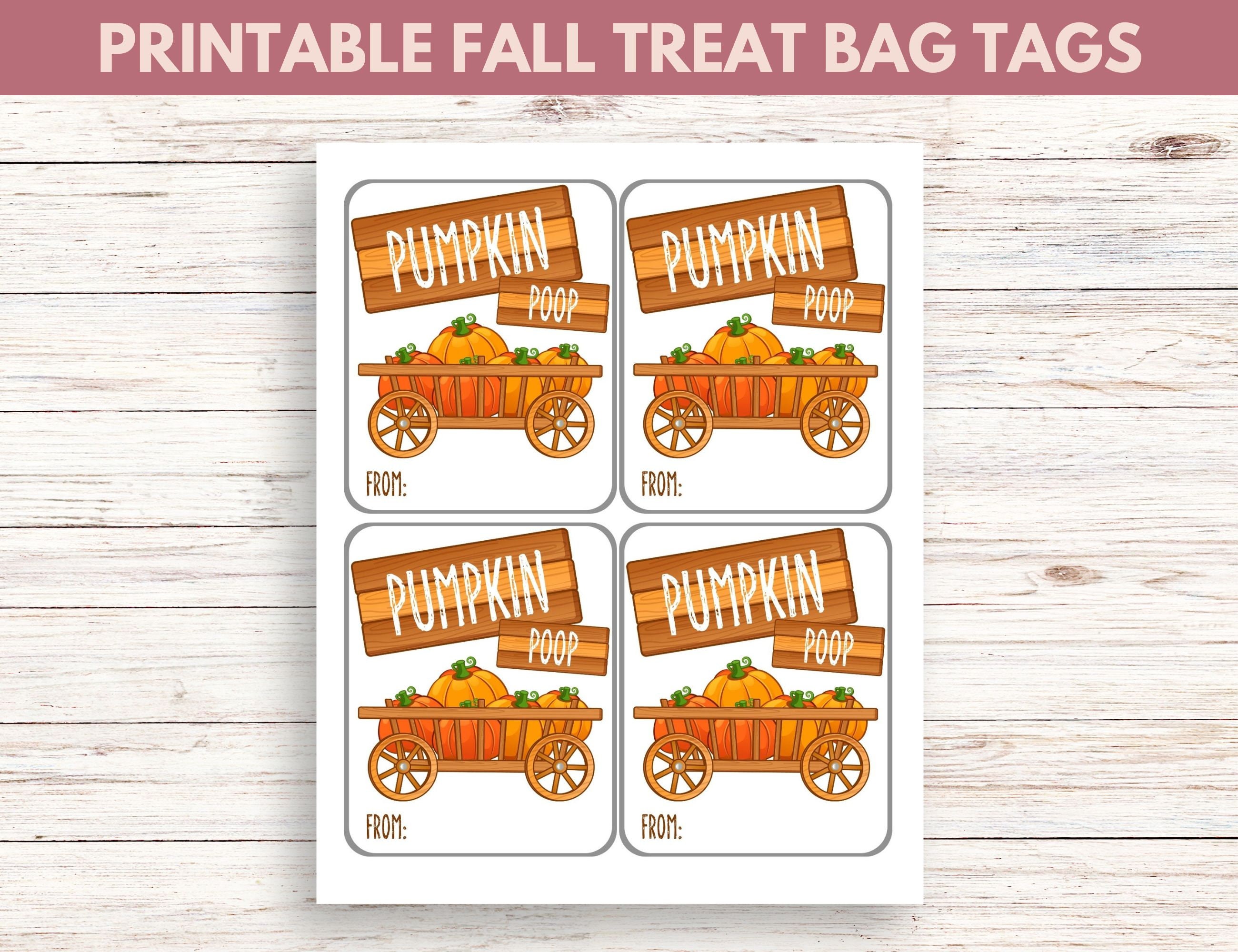 Printable Pumpkin Poop Bag Tags | Printable Halloween Bag Tags | Class ...