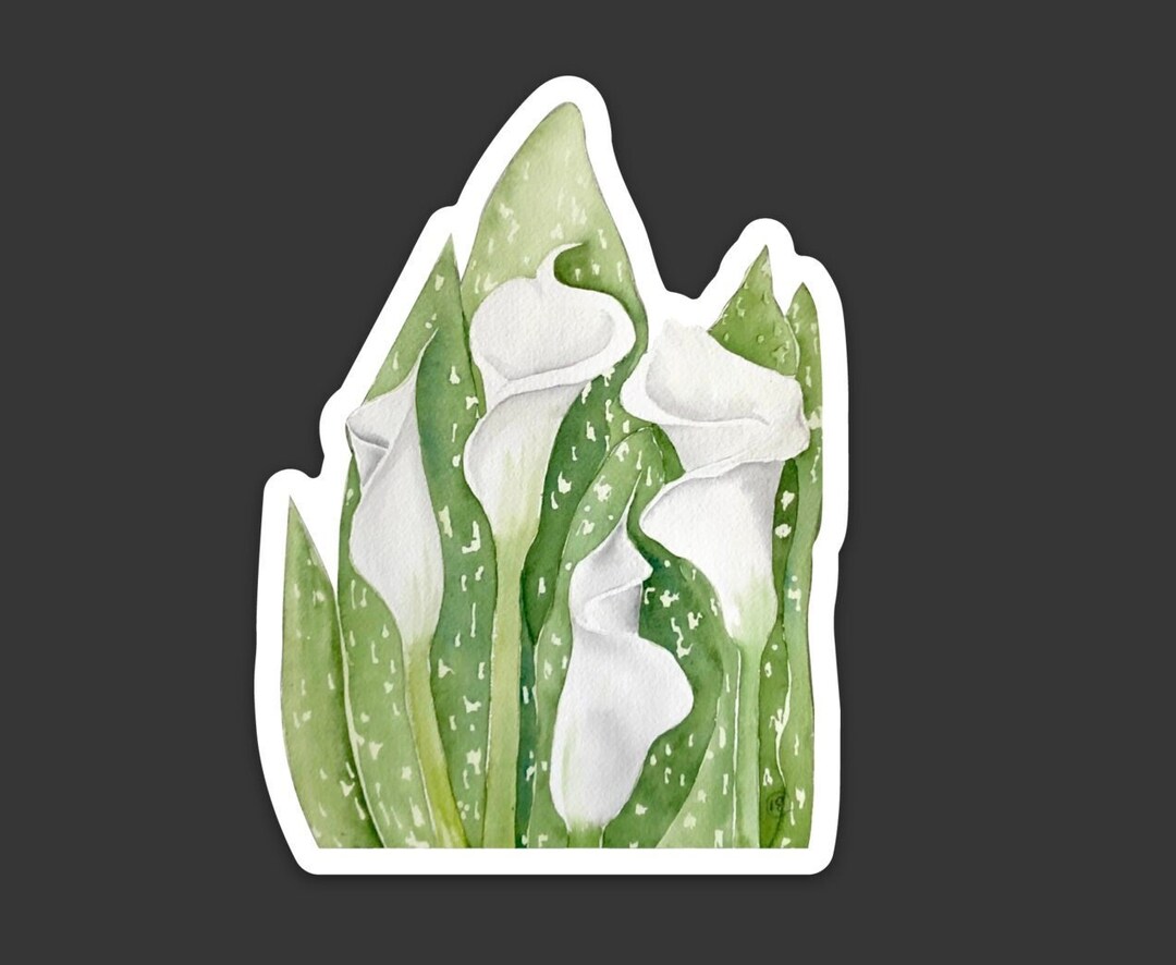 Watercolor Calla Lily Flower Stickers, Waterproof Floral Vinyl Decals ...