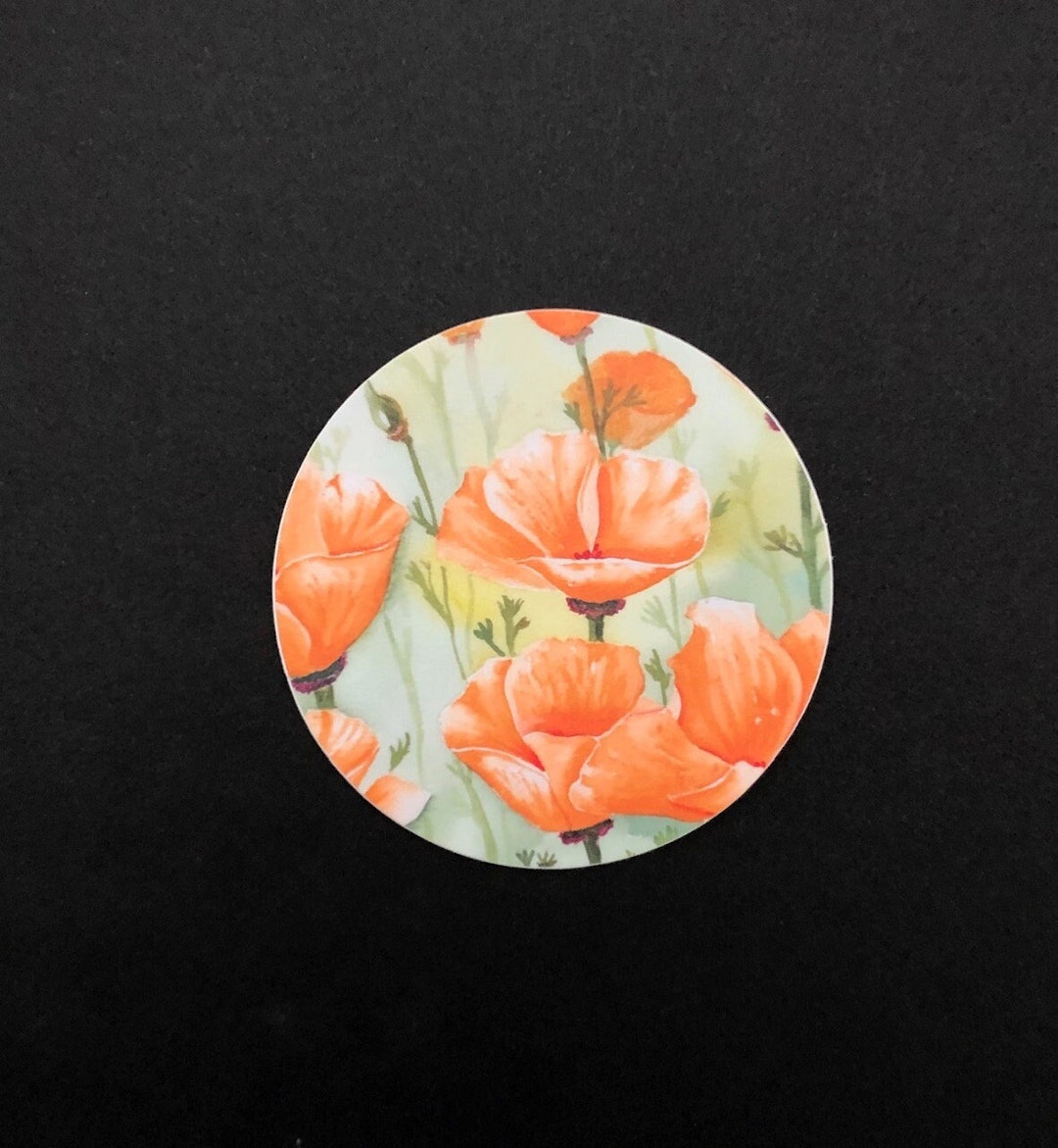 California Poppy Flower Sticker, California Poppy, Orange Poppies ...