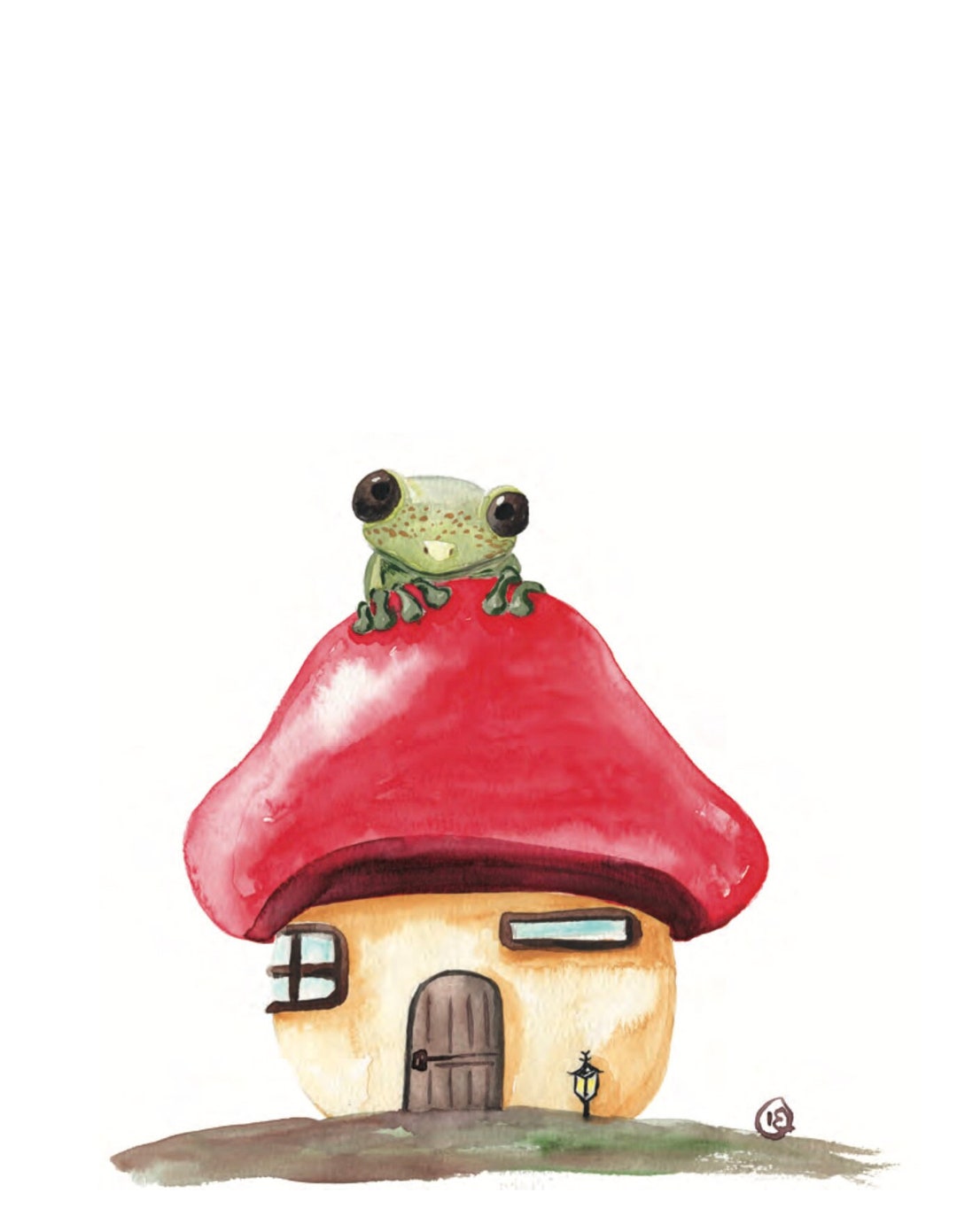 Cottagecore Watercolor Frog and Mushroom House Wall Art, Cute Frog Art ...