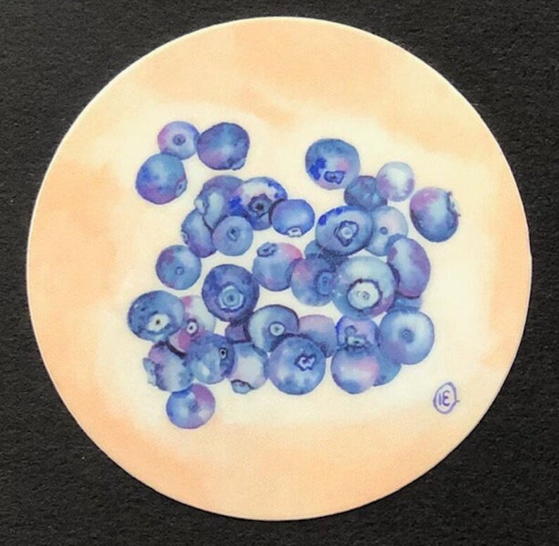 Blueberry Waterproof Vinyl Sticker, Watercolor Blueberries Fruit Decals ...
