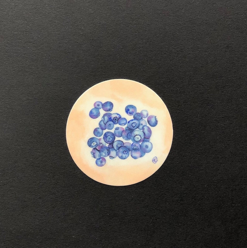 Blueberry Waterproof Vinyl Sticker, Watercolor Blueberries Fruit Decals ...